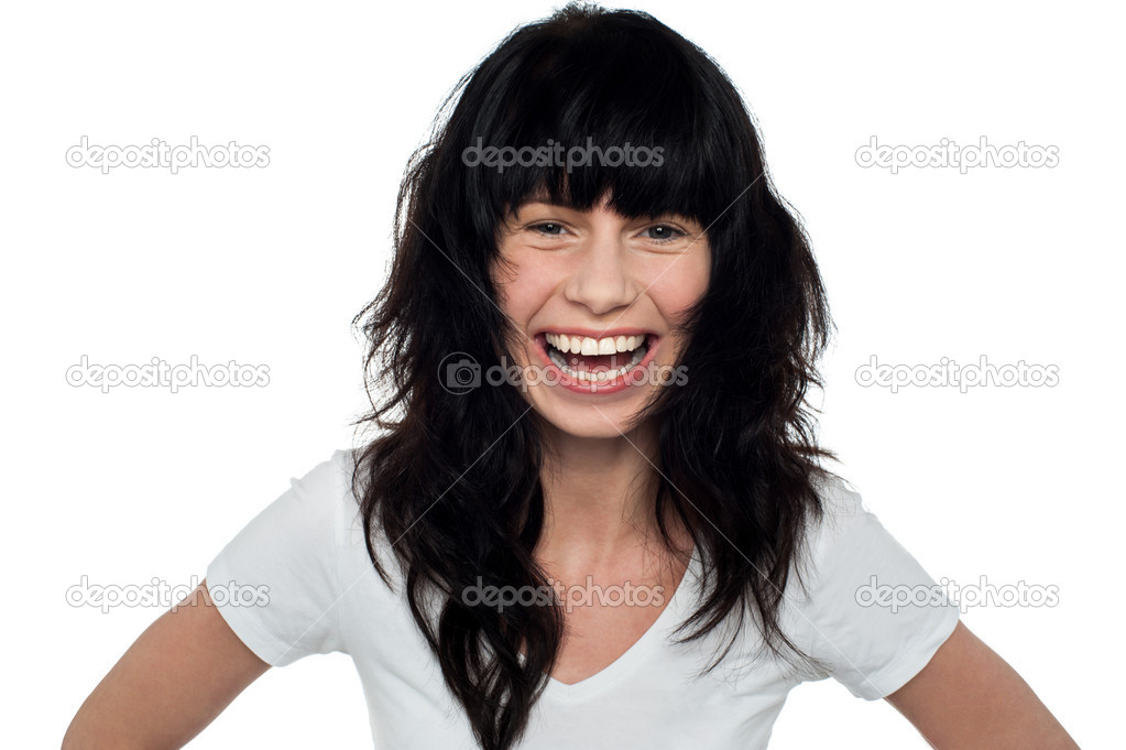 Cheerful young model on white background Stock Photo by ©stockyimages ...