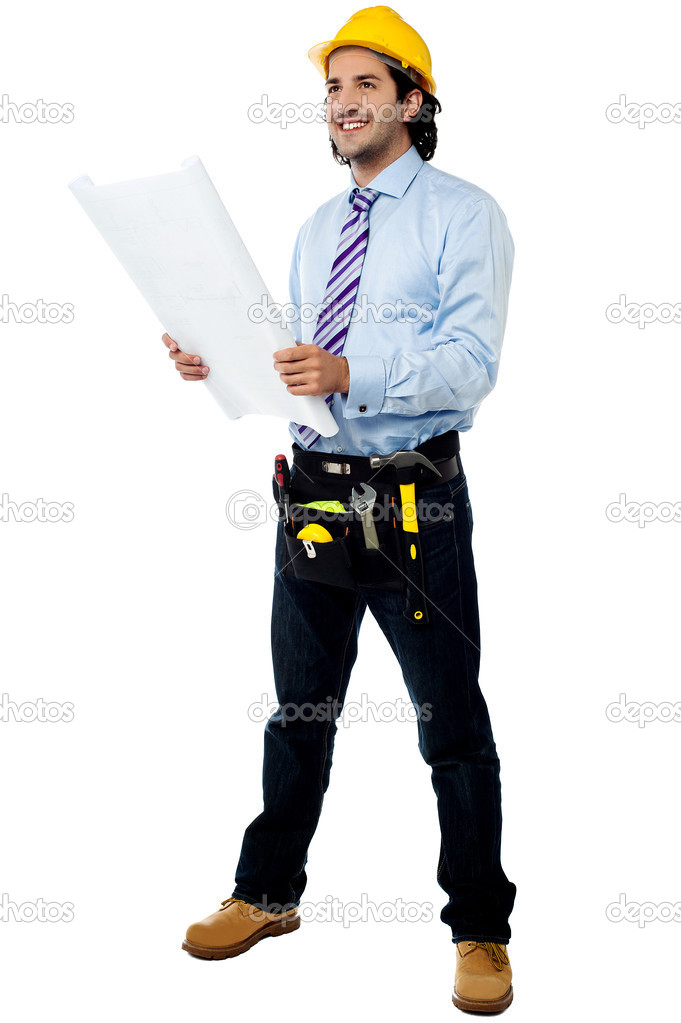 Male architect with construction plan Stock Photo by ©stockyimages 30751997