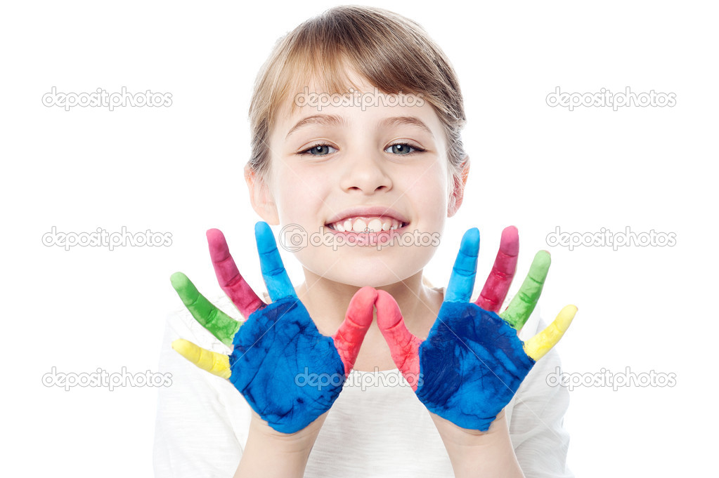 Girl playing with colors — Stock Photo © stockyimages #51150663