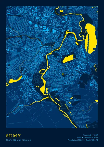 Drohobych Map Vector Poster High Detailed Map In National Yellow Blue ...