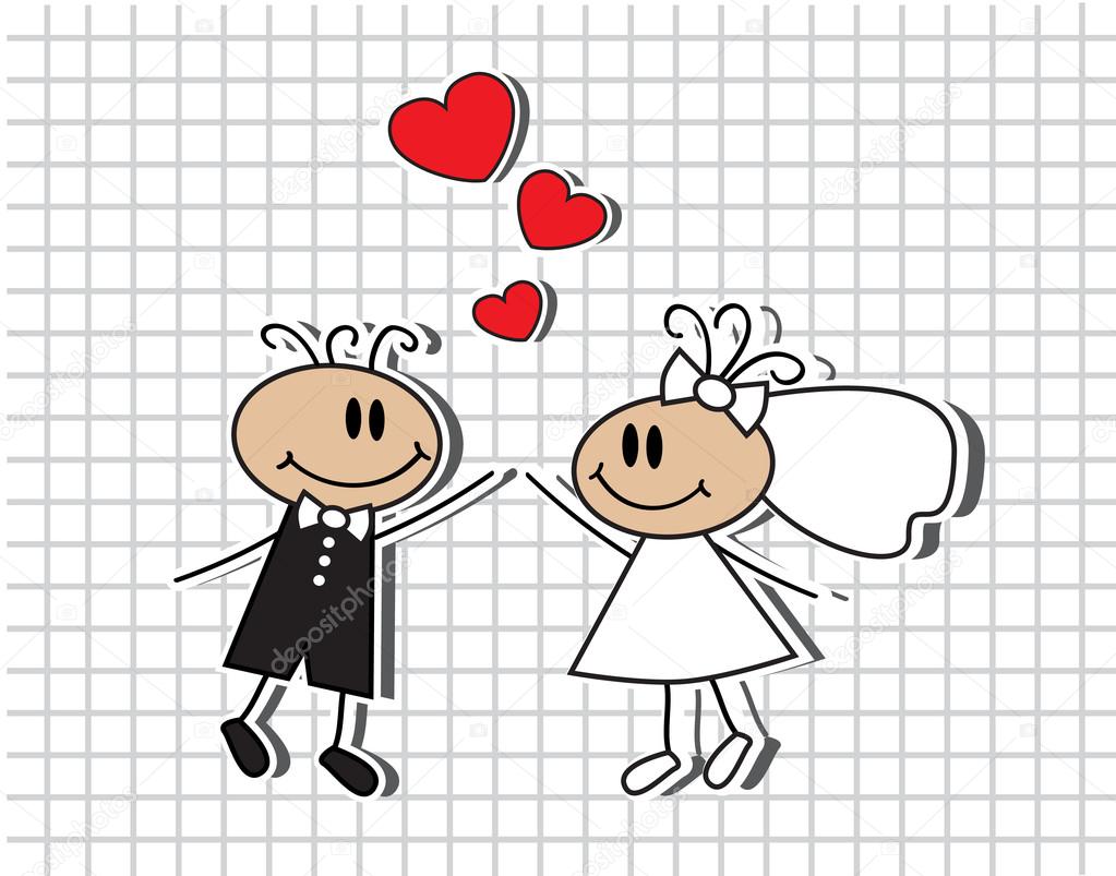 Simple Bride And Groom Cartoon