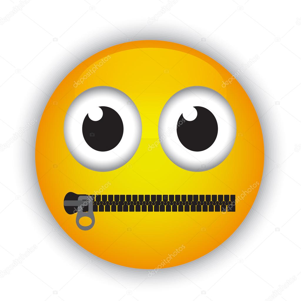 Émoticône avec une bouche fermée avec une fermeture éclair image ...