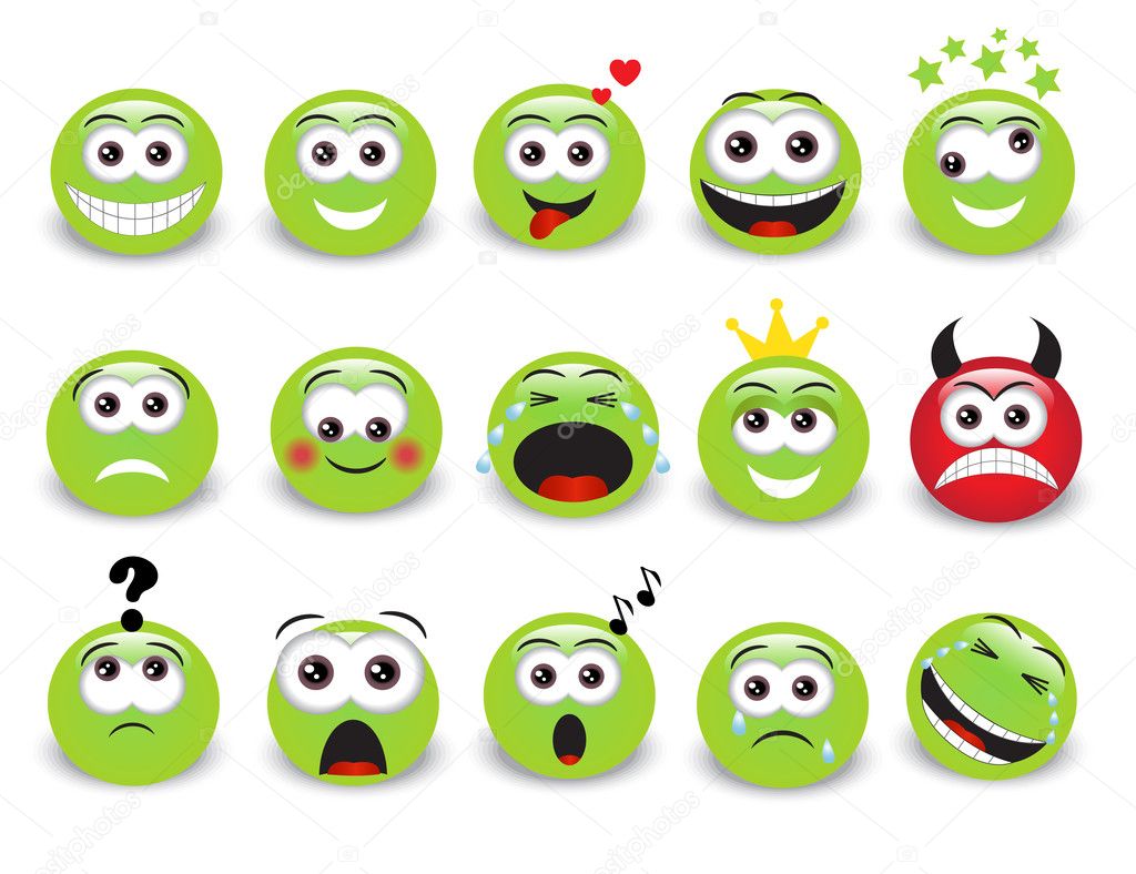 Emoticones verdes vector, gráfico vectorial © OlgaSuslO imagen #28405059