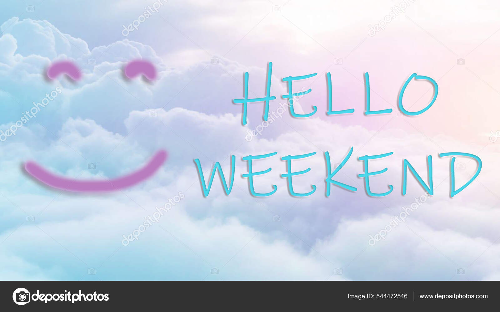 Hello Weekend Motivational Quote Card Blue Background — Stock Photo ...