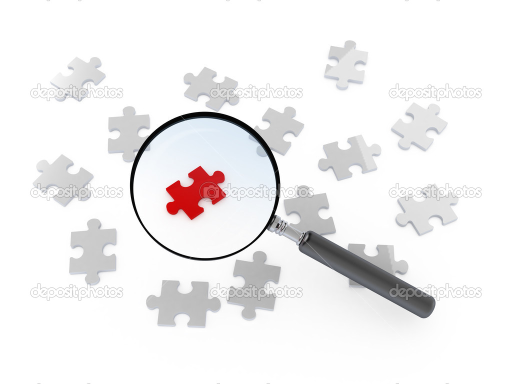 Puzzle Piece with Magnifying Glass Stock Photo by ©niglaynike 30418865