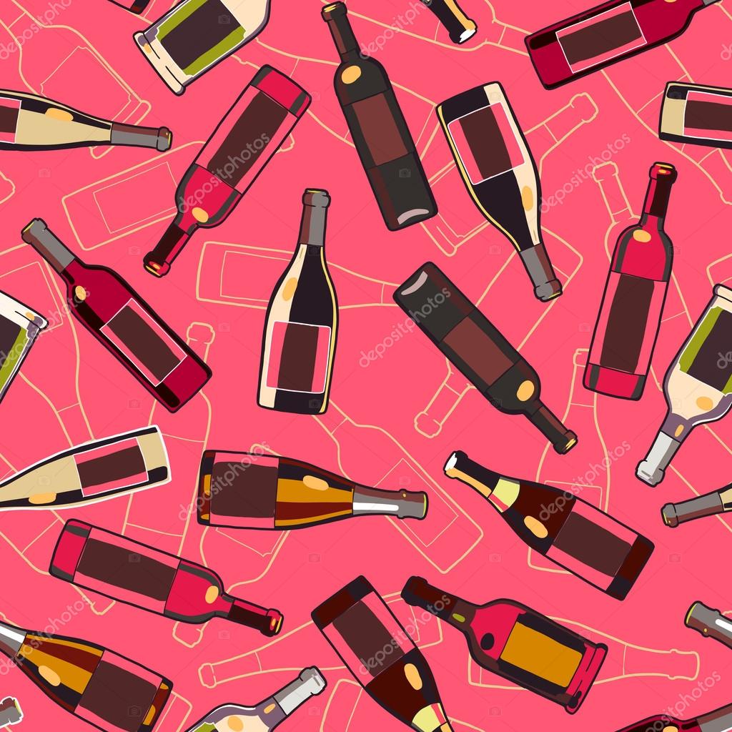 Wine bottles seamless pattern Stock Vector Image by ©natashin #29219691