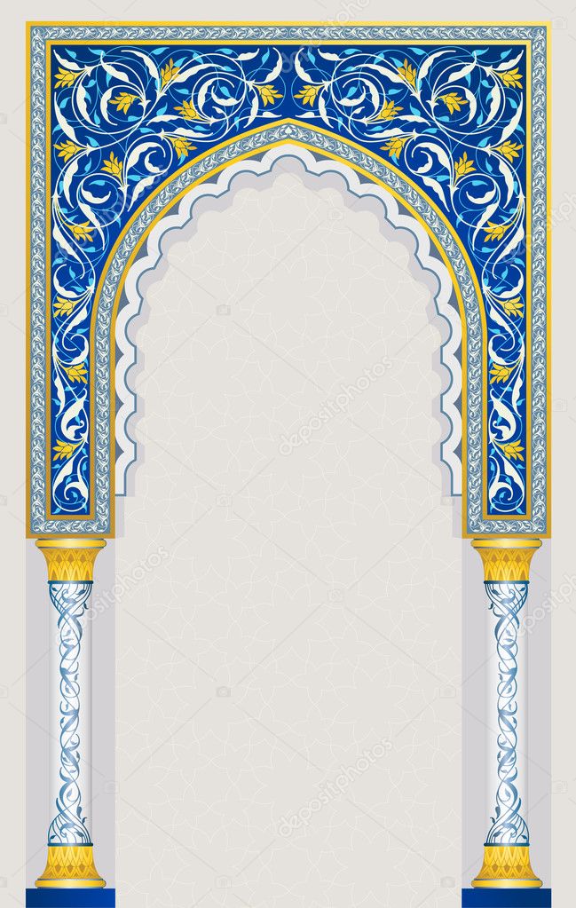 Islamic arch design in classic blue color ⬇ Vector Image by © rchicano ...