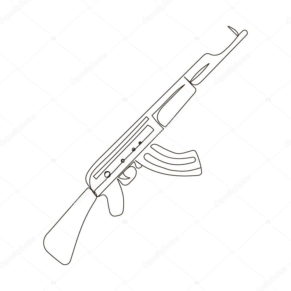 Rifle continuous line drawing. One line art of weapon, firearms ...