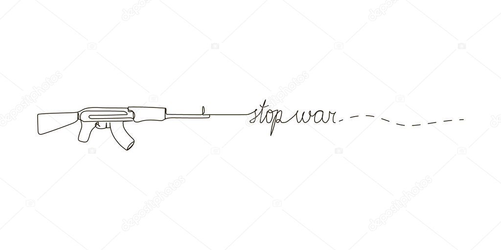 Stop war continuous line drawing. One line art of english hand written ...
