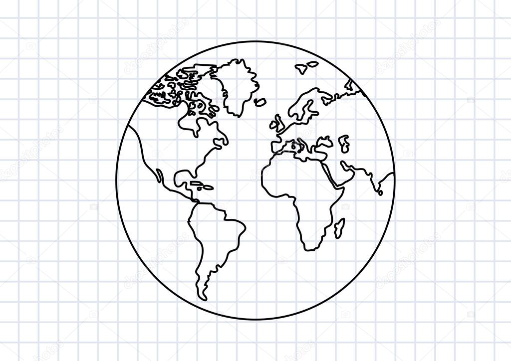 Desenho da Terra sobre papel quadrado imagem vetorial de © Anthonycz ...