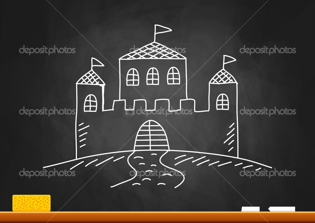Kastély rajz a táblára — Stock Vector #27901501