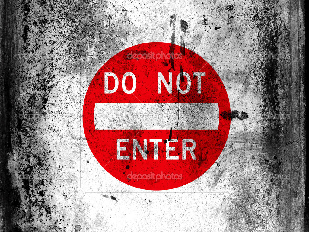 Do not enter road sign painted on board with grungy dirty stains all ...