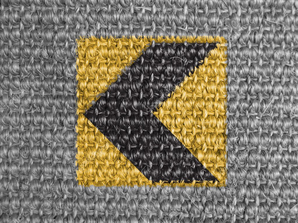 Turn road sign painted on grey fabric — Stock Photo © Olesha #14972527