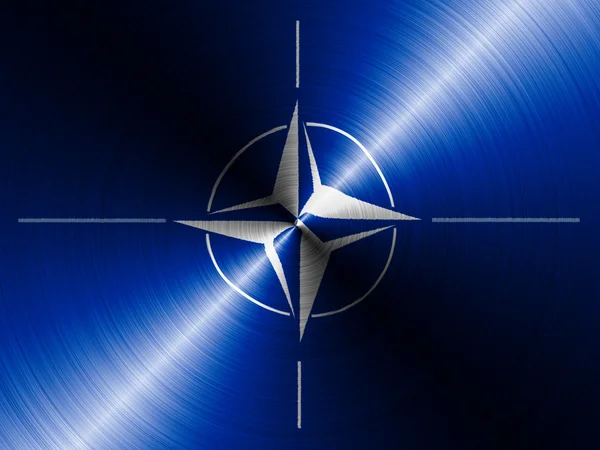 Símbolo OTAN pintado con pincel sobre fondo blanco: fotografía de stock ...