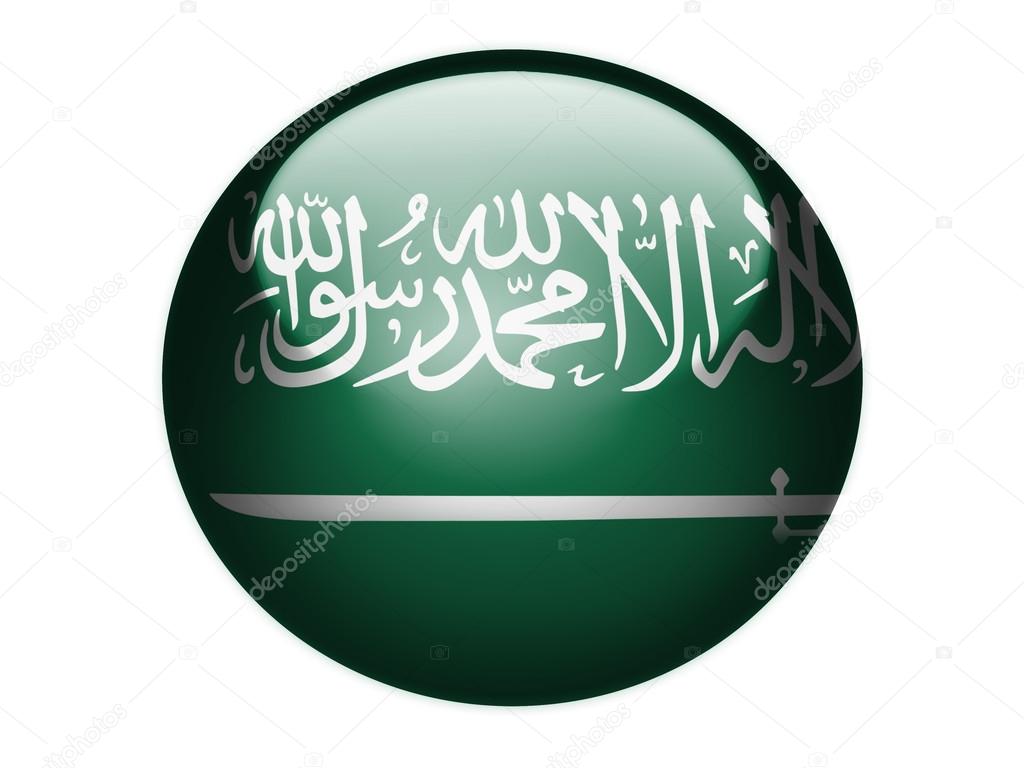Saudi Arabia flag painted on glossy round sphere or icon — Stock Photo ...