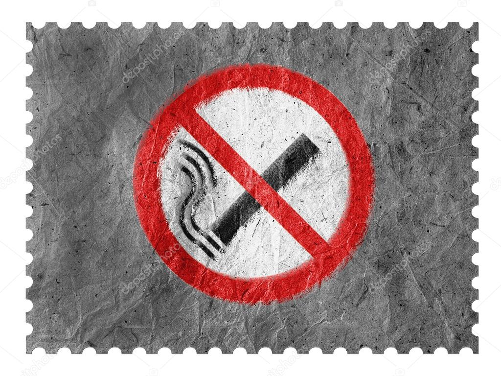 No smoking sign drawn at paper postage stamp — Stock Photo © Olesha ...