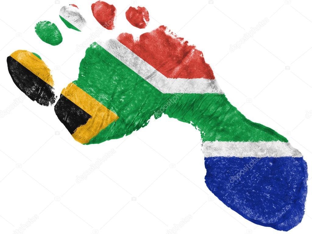 South African flag painted in a shape of footprint Stock Photo by ...