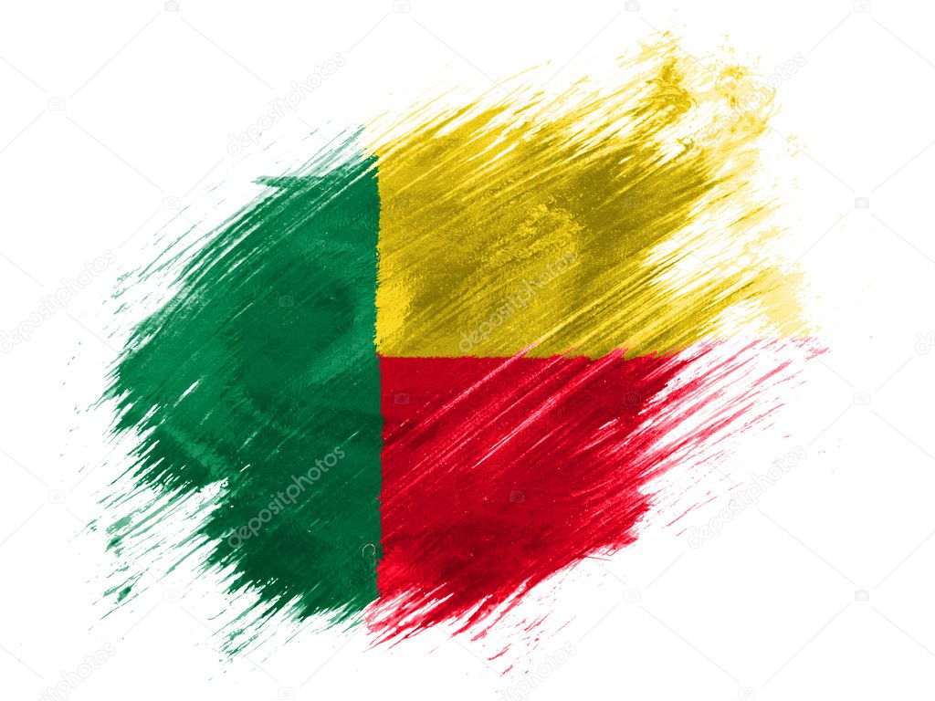 Benin. Benini flag painted with brush on white background Stock ...