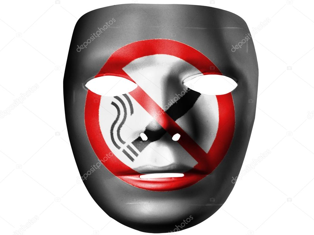 No smoking sign drawn painted on theater plastic mask Stock Photo by ...