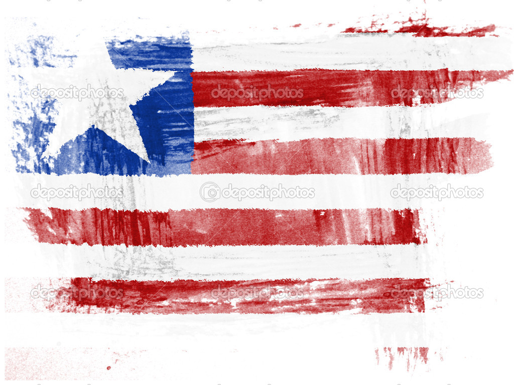 Liberia. Liberian flag painted with watercolor on paper Stock ...