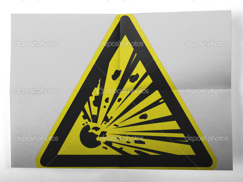Explosive sign drawn on painted on simple paper sheet — Stock Photo ...