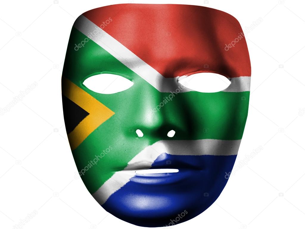 South African flag painted on theater plastic mask — Stock Photo ...