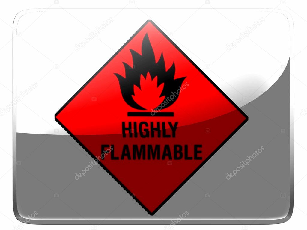 Highly flammable sign drawn on painted on square interface icon ⬇ Stock ...