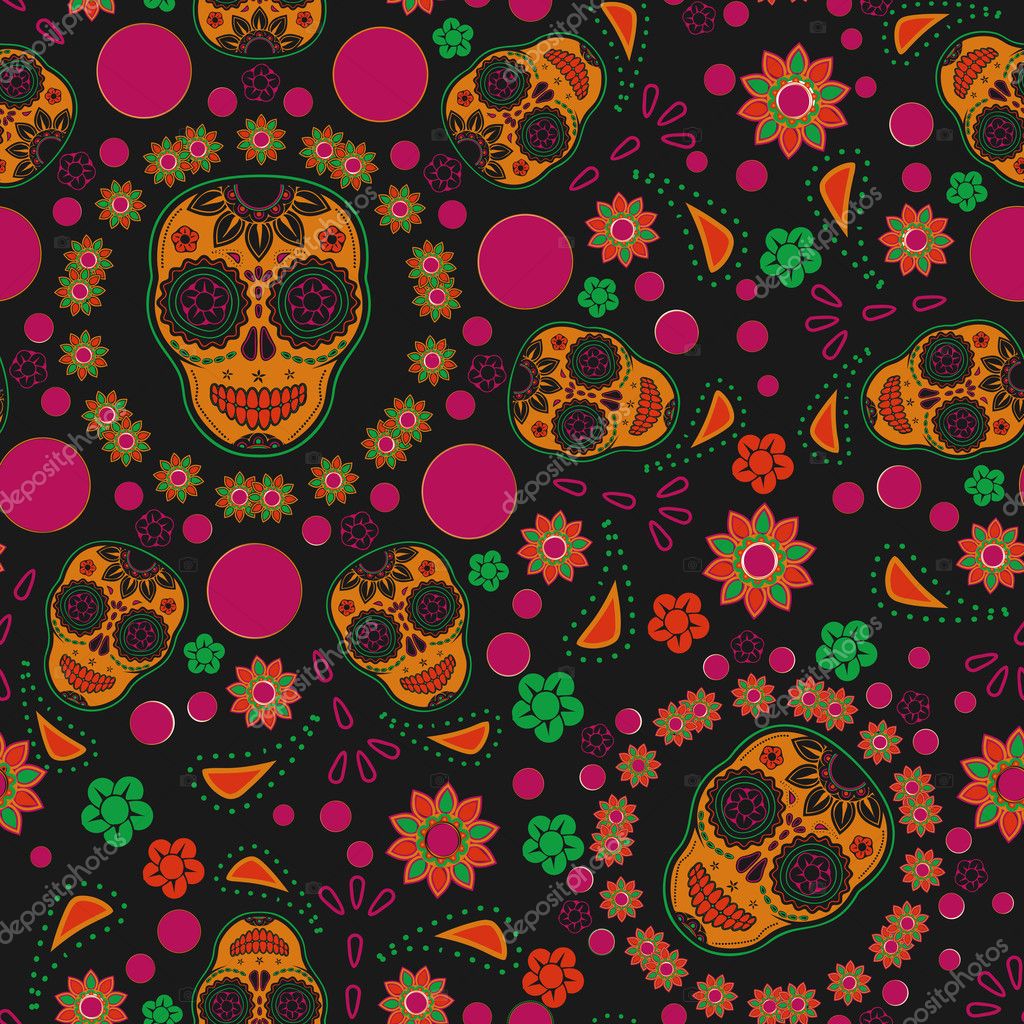 Sugar skull seamless pattern Stock Vector Image by ©BlackSpring1 #22762348 Sugar skull seamless pattern Stock Vector Image by ©BlackSpring1 #22762348
