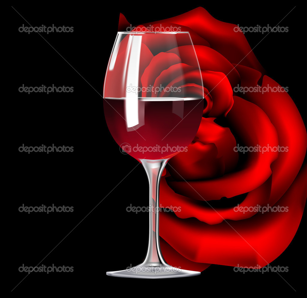 Glass of red wine and rose Stock Vector Image by ©BlackSpring1 #24448831