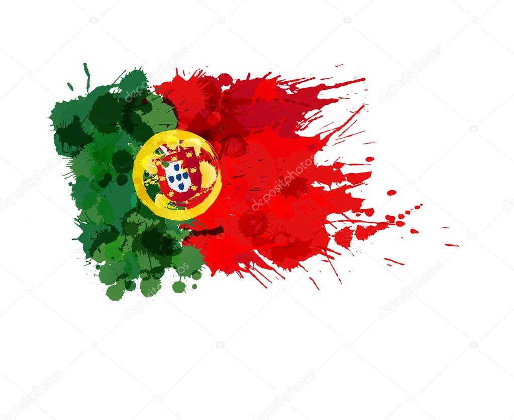 Flag Of Portugal Made Of Colorful Splashes Stock Illustration By