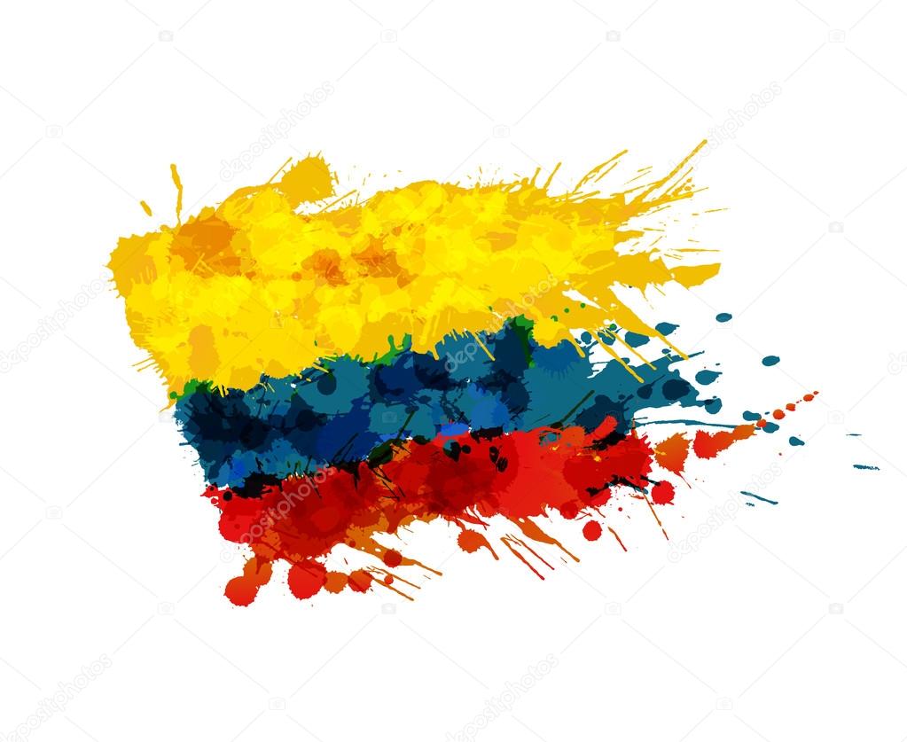 Flag Of Colombia Made Of Colorful Splashes — Stock Vector