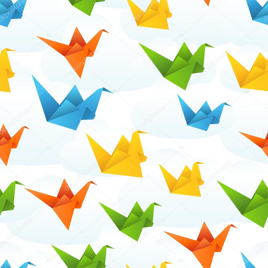 Origami paper birds flight abstract background. Stock Vector Image by ...