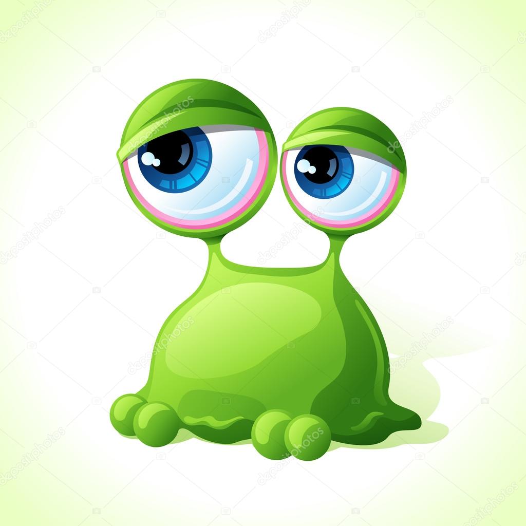 Vector cute green monster isolated on white background. Stock Vector ...