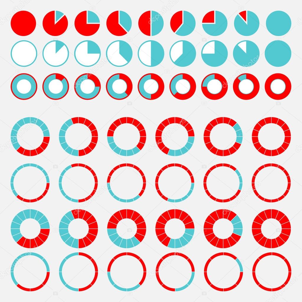 Set of brightly colored pie charts. — Stock Vector © incomible #23598545