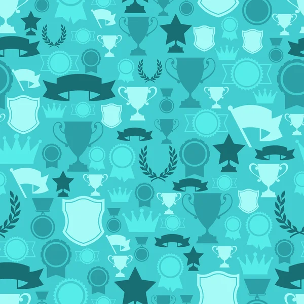Seamless pattern of the prize cups, laurel wreaths, medals, crowns on a ...