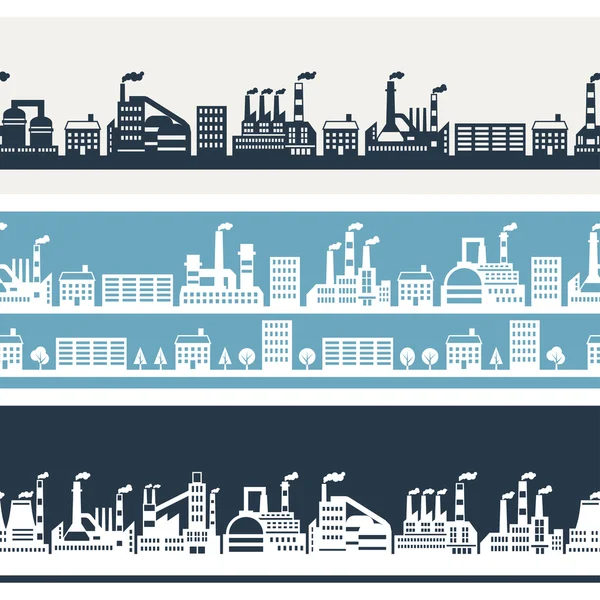 Industrial factory buildings horizontal banners. — Stock Vector ...
