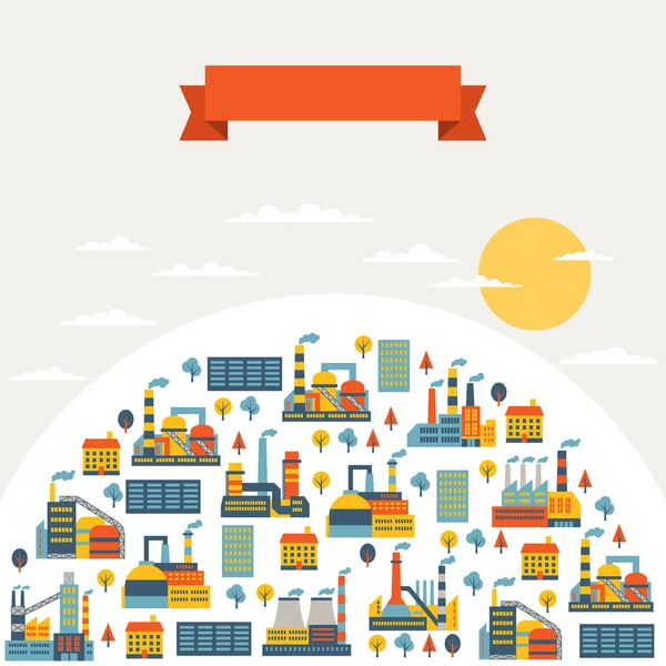 Industrial factory buildings horizontal banners. — Stock Vector ...