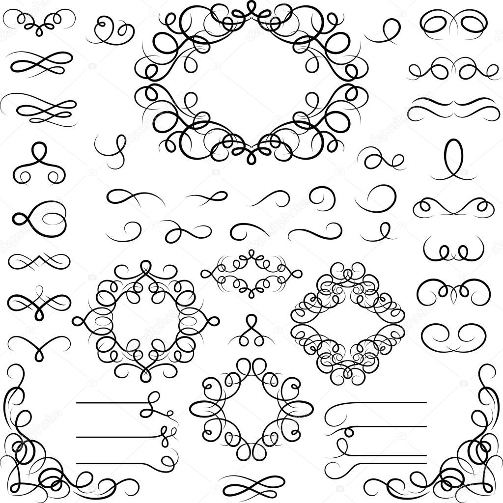 Set of curled calligraphic design elements. — Stock Vector © incomible ...