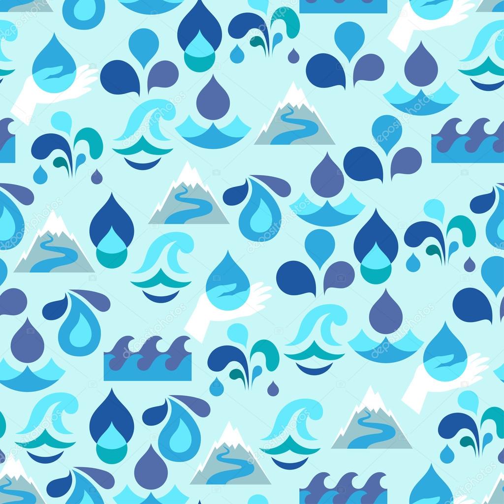Seamless pattern with water icons in flat design style. — Stock Vector ...