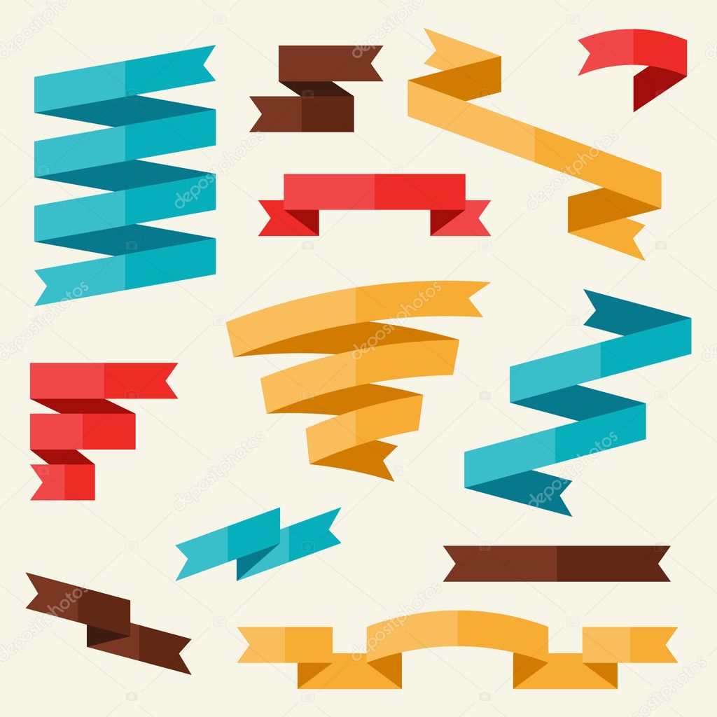 Banners and ribbons in flat design style. Stock Vector Image by ...