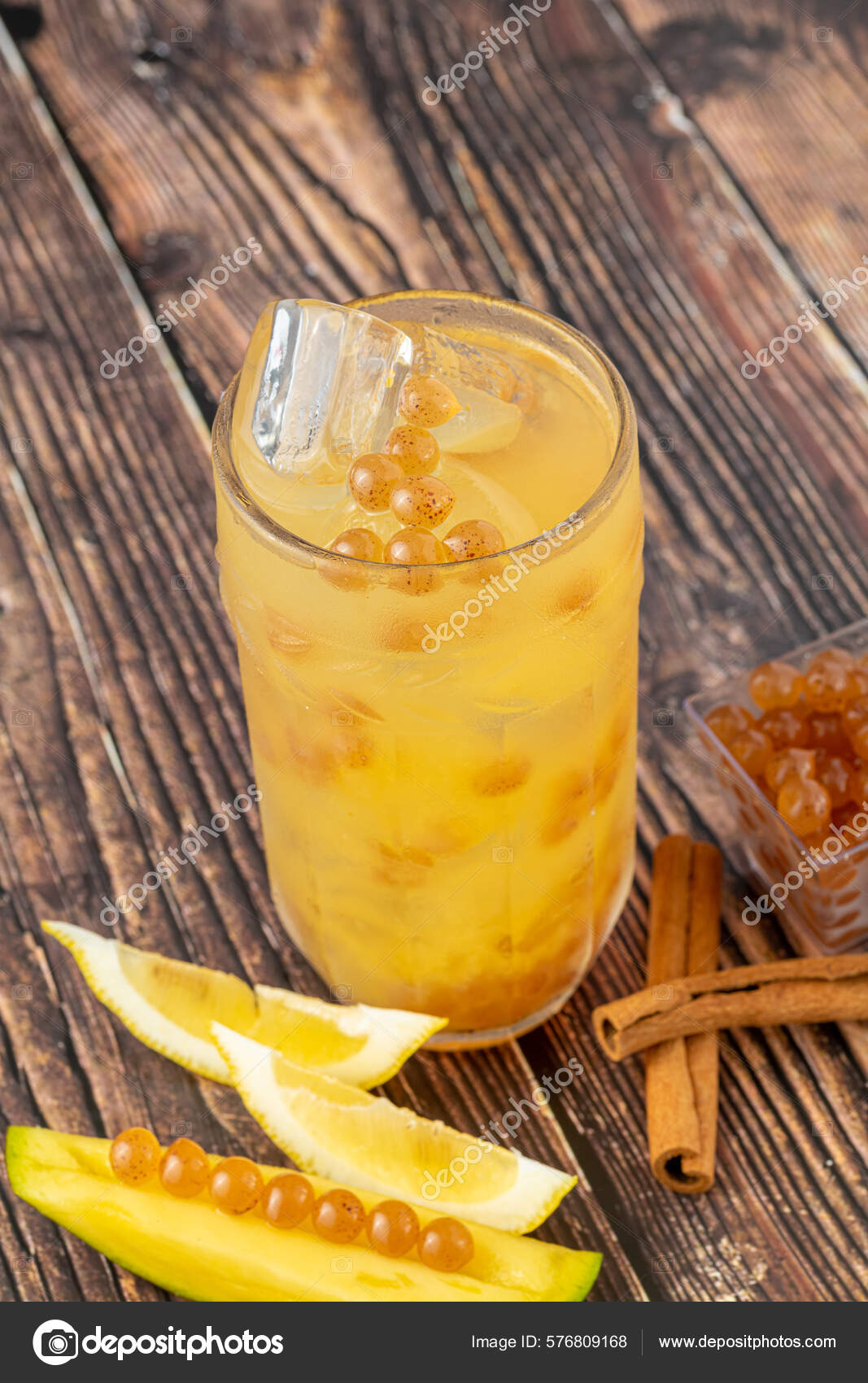 Fruity Bubble Tea Glass Cup Dark Background Stock Photo by ...