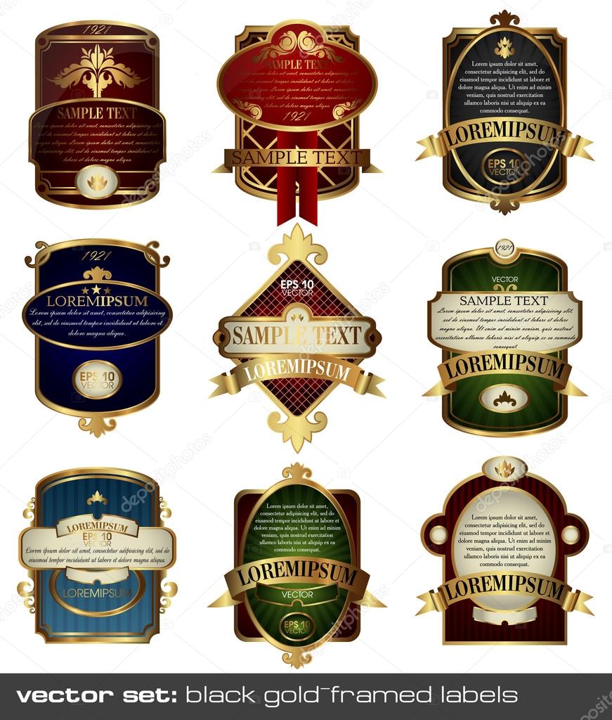 Vector set: different style gold-framed labels — Stock Vector © KBLOND ...