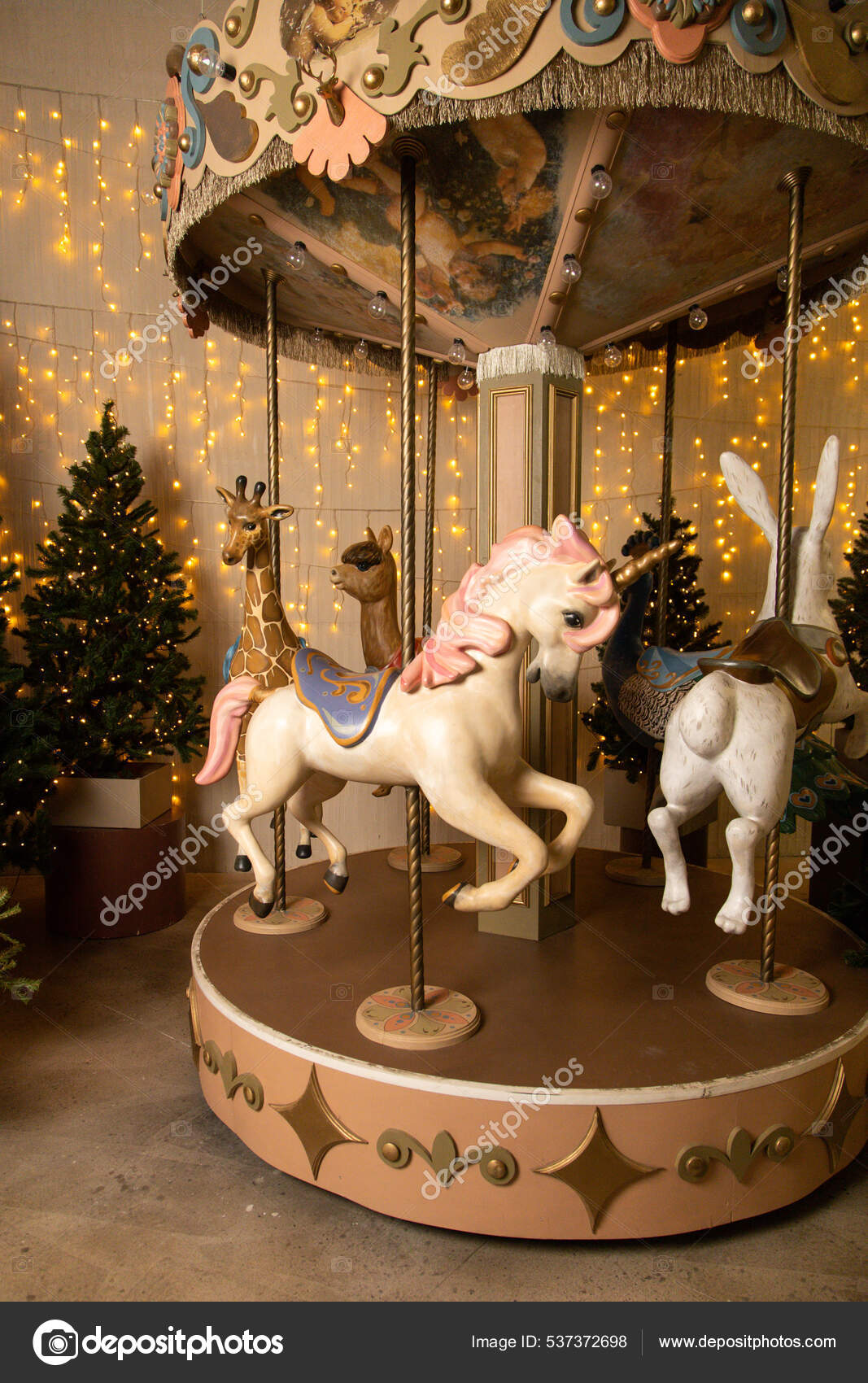 Children's Attraction Carousel Christmas Trees — Stock Photo © Cavan ...
