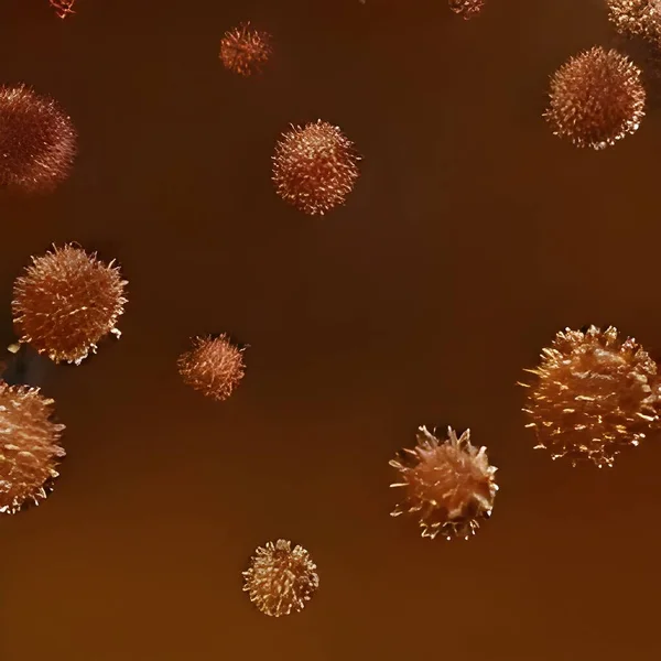 Flu or HIV coronavirus floating in fluid microscopic view, infection ...