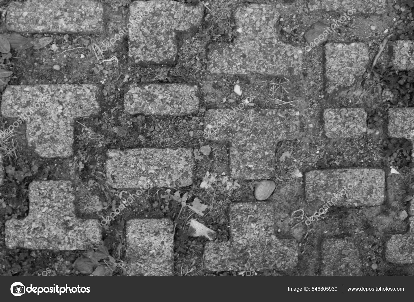 Evocative Black White Image Tetris Shaped Floor Brick Texture — Stock ...