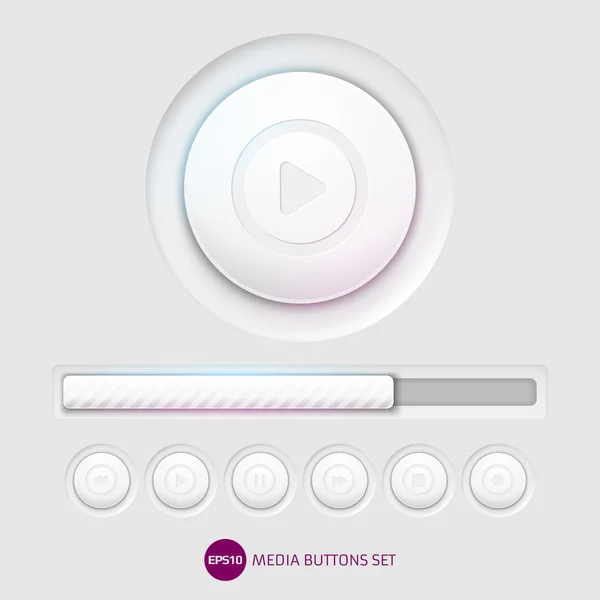 Modern Light UI Controls Web Design Software Elements: Buttons, Switchers, Audio, Video ...