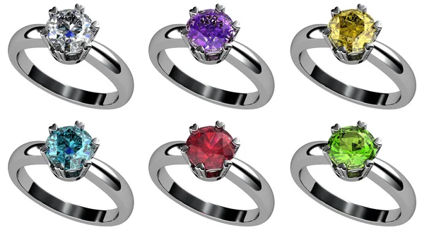 Imágenes de 4 anillos con un pequeño carozon expiradas en las 4 casas ...