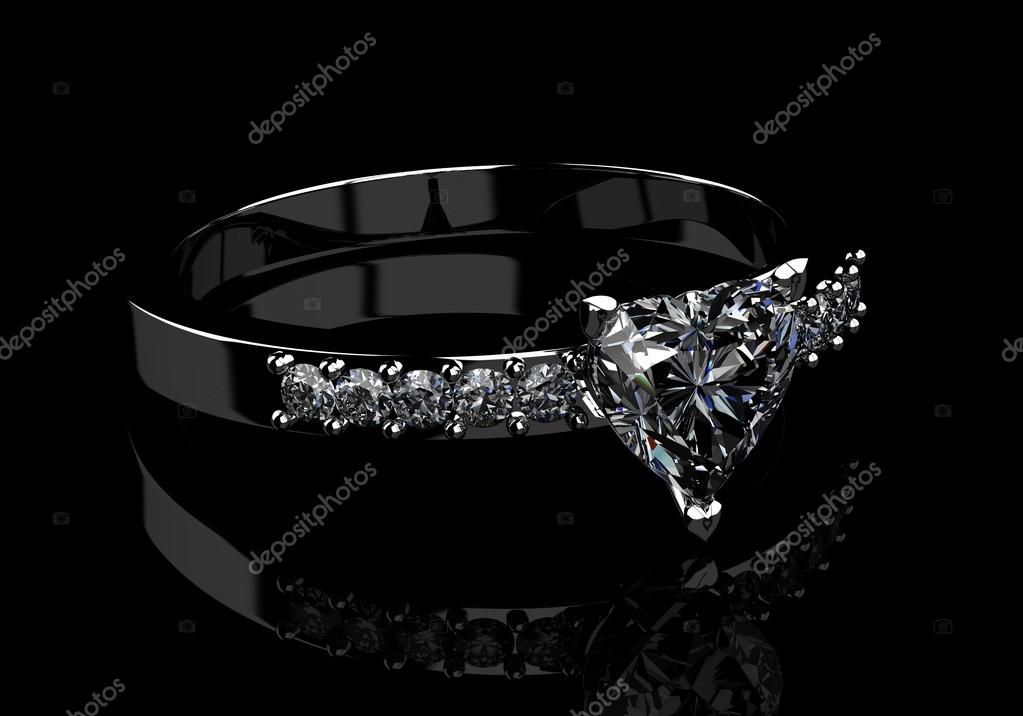 Diamond ring on black background with high quality Stock Photo by ...