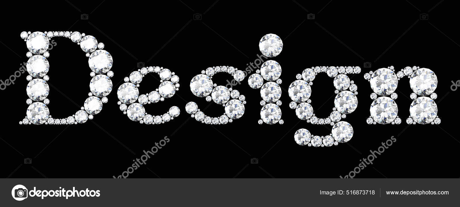 Design Word Made Diamonds Letters Black Background Rendering — Stock ...