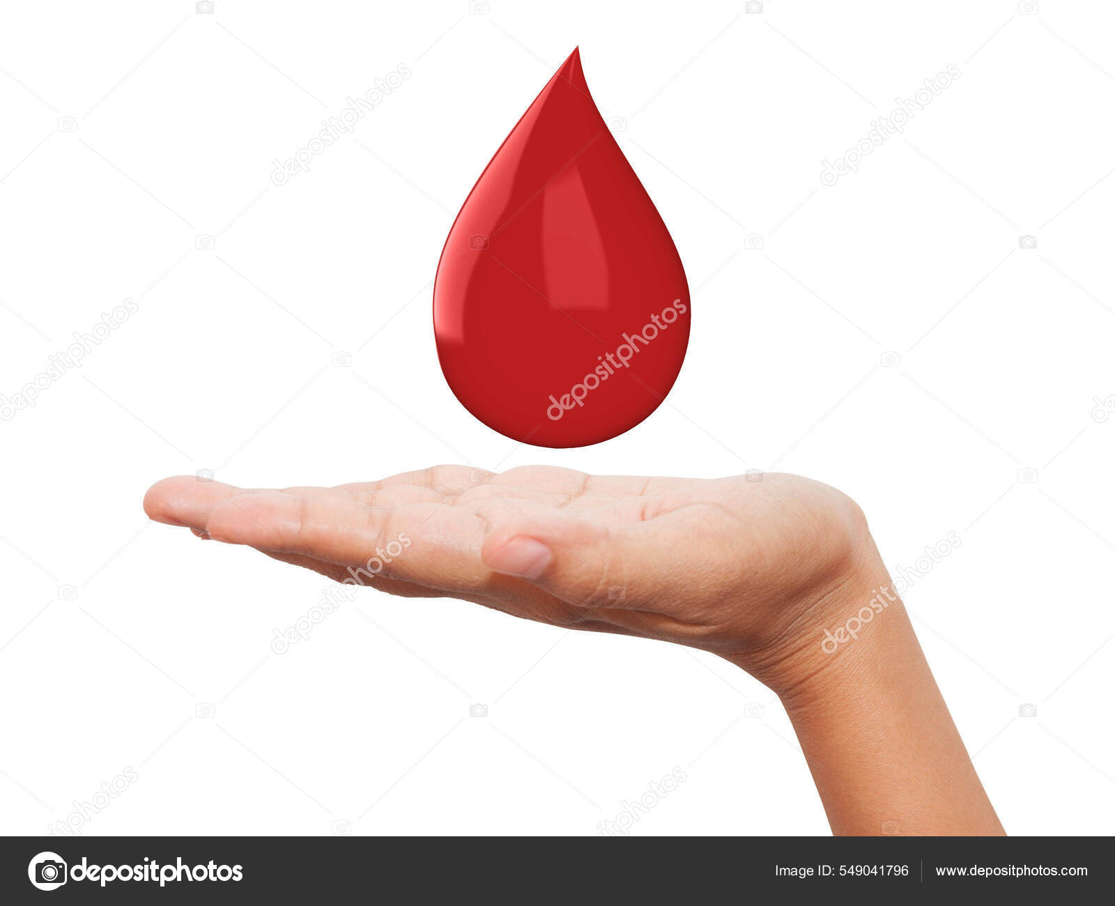Red Blood Drop Hand Isolated White Background Rendering — Stock Photo ...